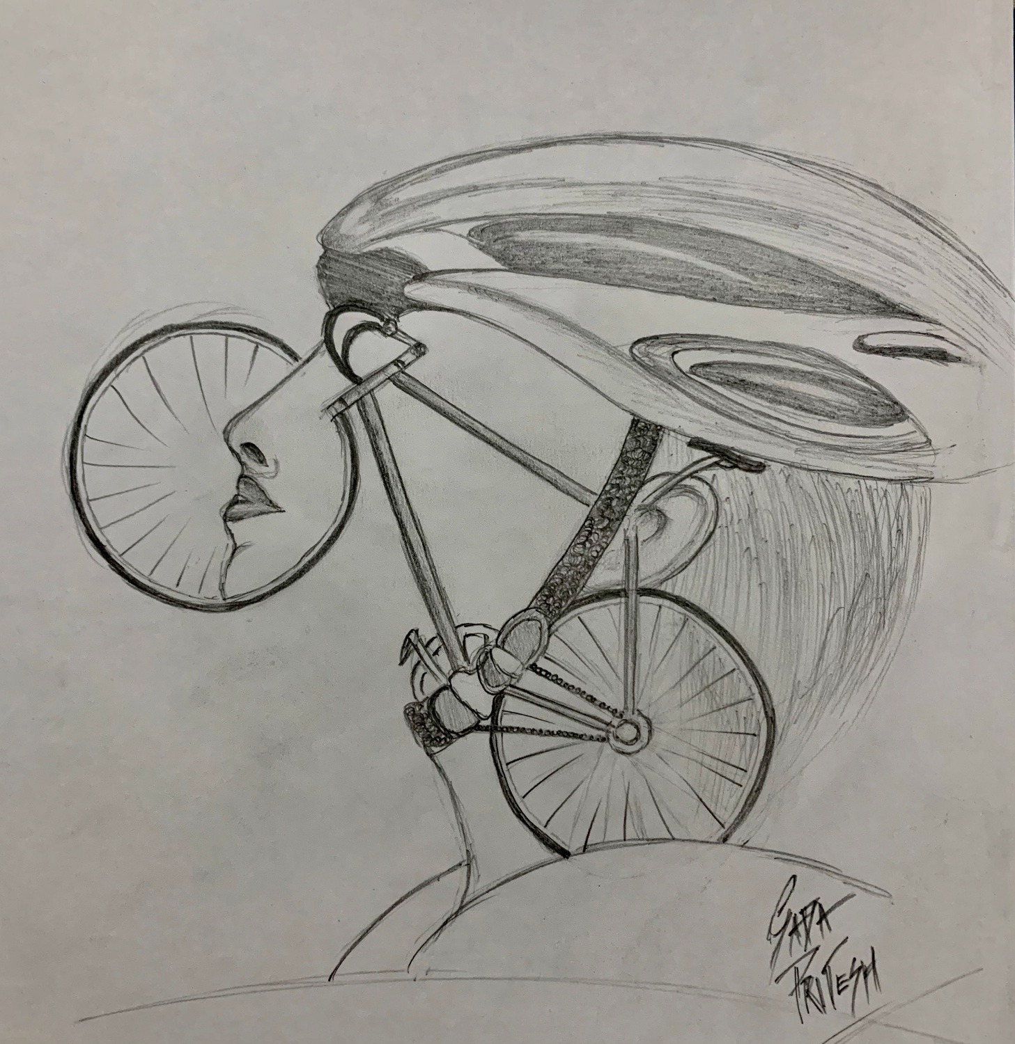 Lockdown Stories: Cycle Art by Pritesh - Cycling Monks